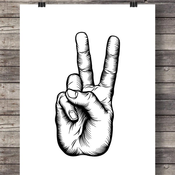 Peace Hand Sign - Etsy
