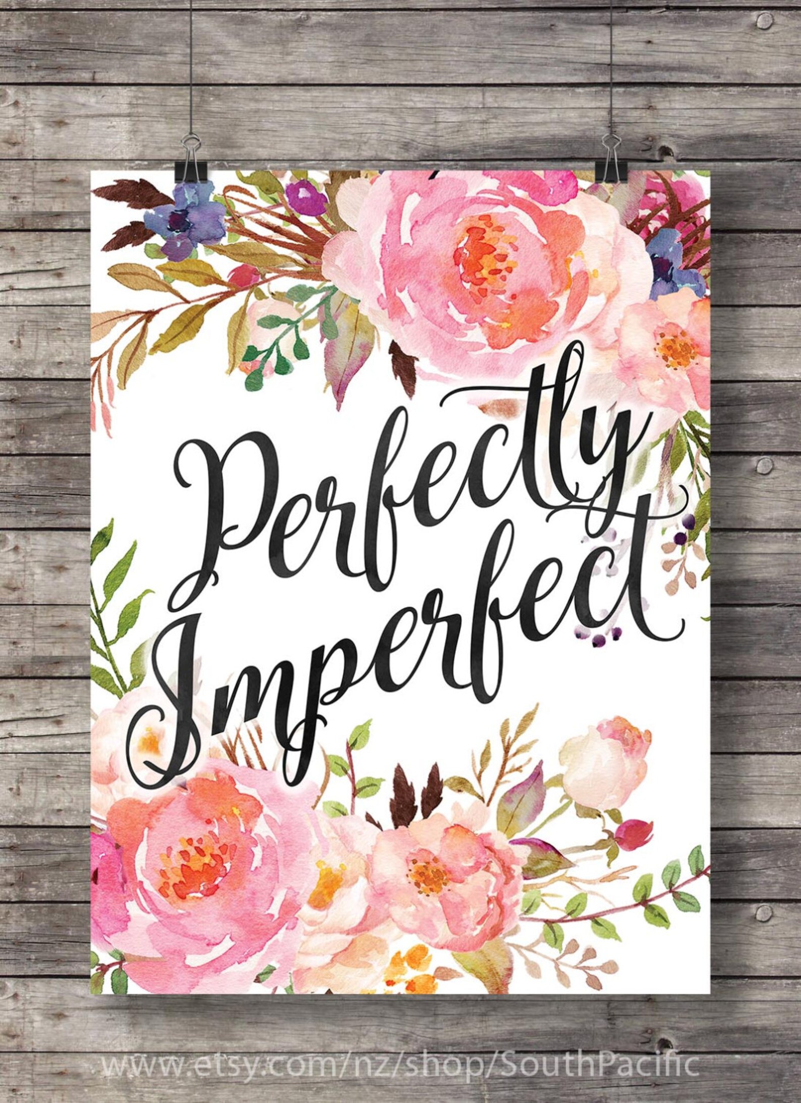 Perfectly Imperfect Watercolor Painted Flowers Pink Watercolor - Etsy