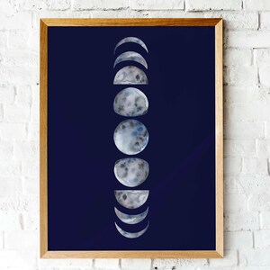 Printable Art Ink Blue Watercolor Moon Phases Print on Ink - Etsy