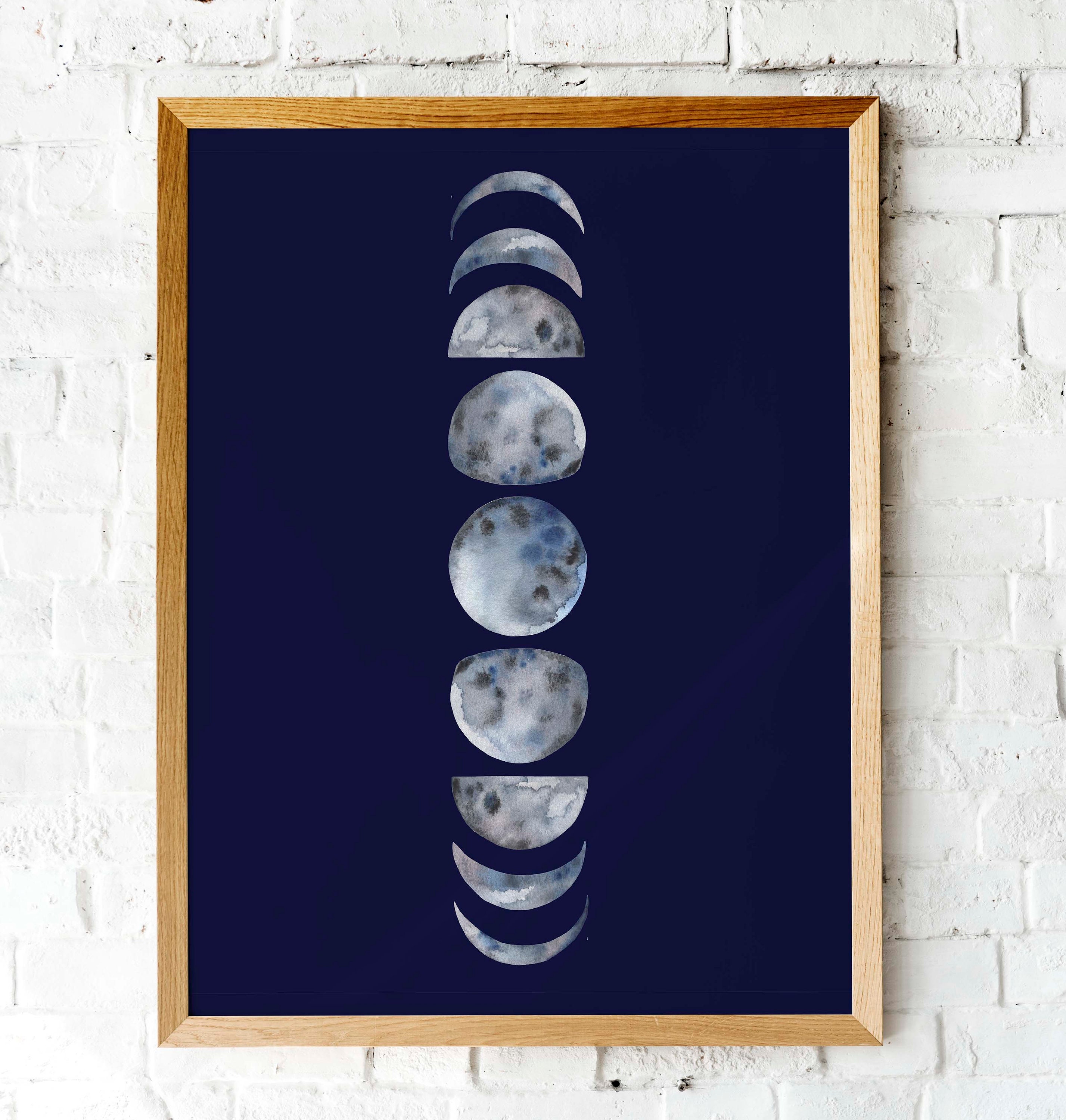 Printable Art Ink Blue Watercolor Moon Phases Print on Ink | Etsy