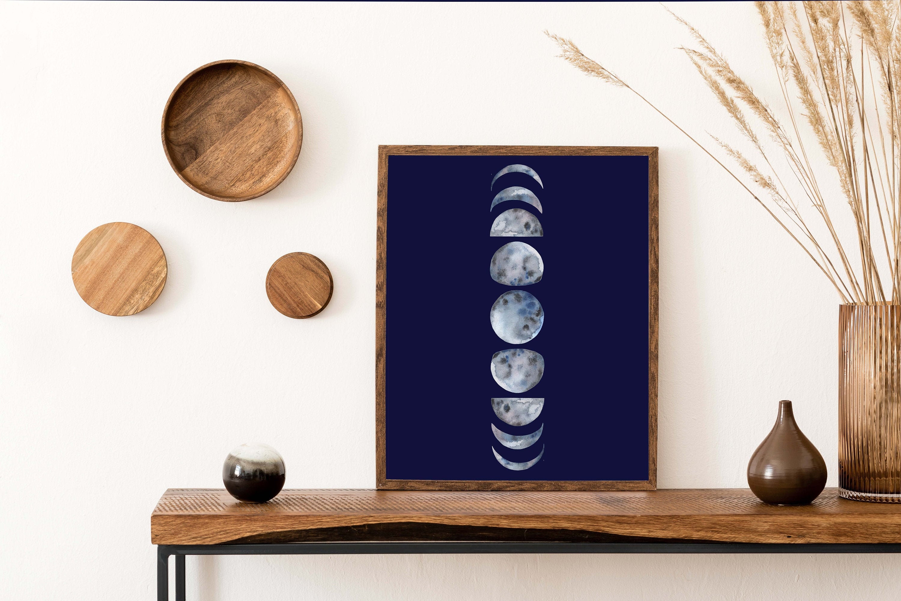 Printable Art Ink Blue Watercolor Moon Phases Print on Ink | Etsy