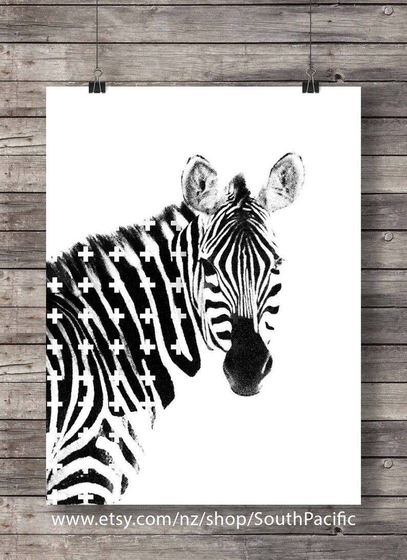 Zebra Printable Art Swiss Cross Zebra Graphic Black and White - Etsy