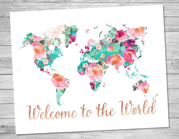 World Map 'welcome to the World' Printable Art | Etsy Canada