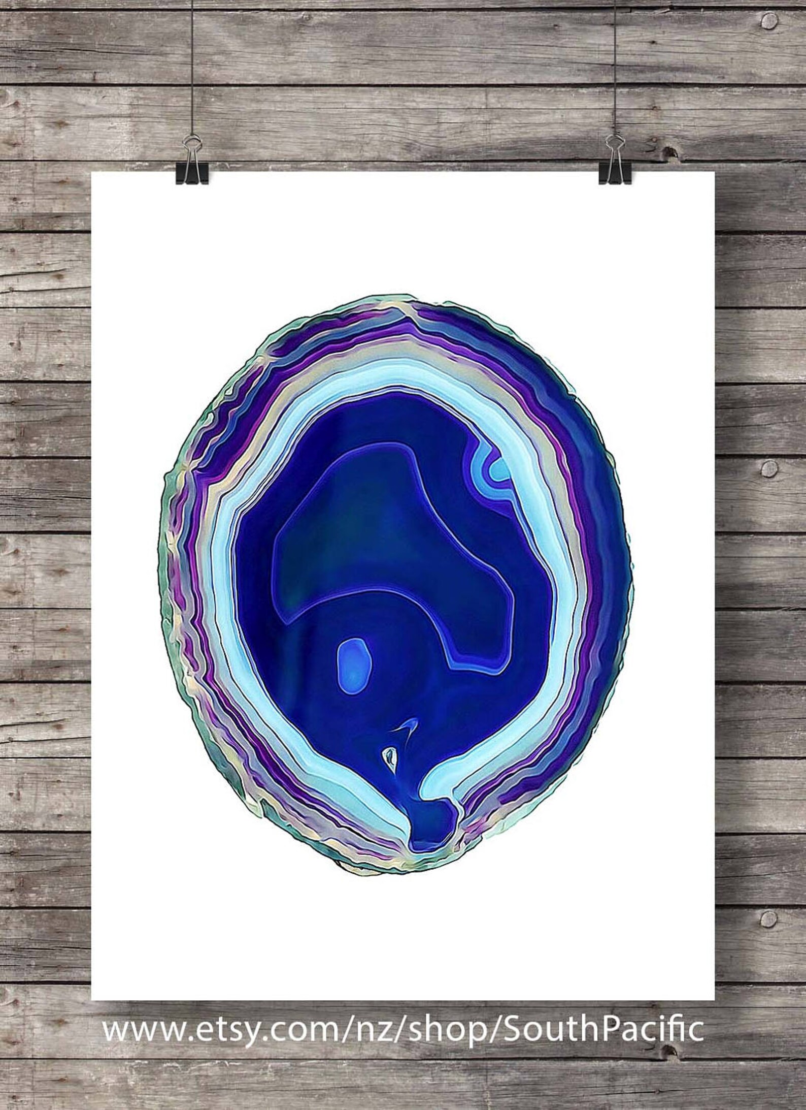 Agate Slices Art Prints Set of 3 Watercolor Crystals Art | Etsy