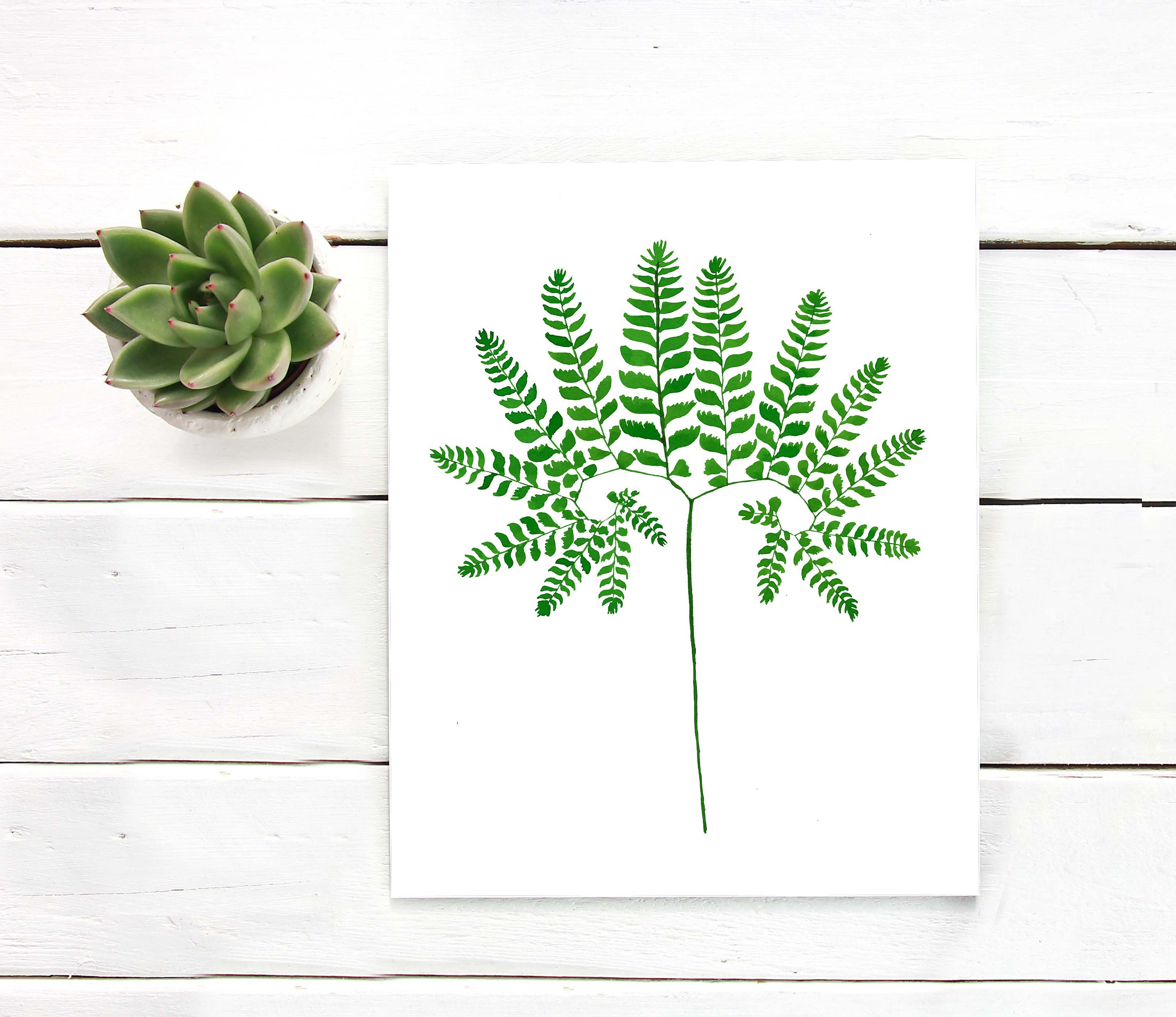 Fern Prints Printable Art Set of 5 Watercolor Green Fern Leaf - Etsy ...