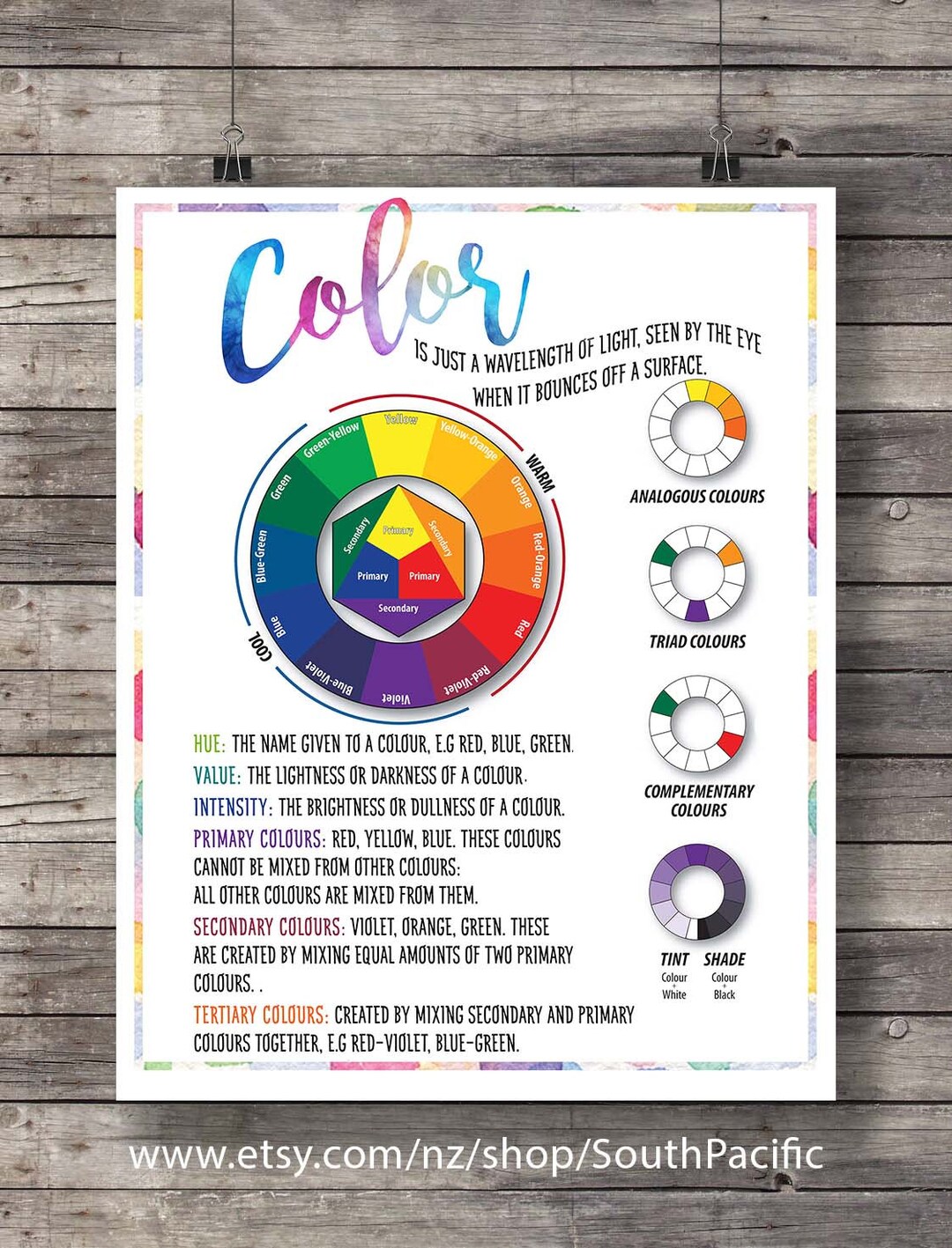 Color Poster Art Classroom Printable Color Theory Wall Art Classroom ...