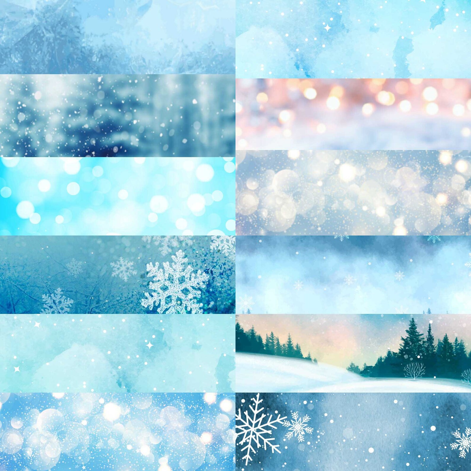 Winter Theme Backgrounds Icy Frozen Winter Snowflake Theme - Etsy