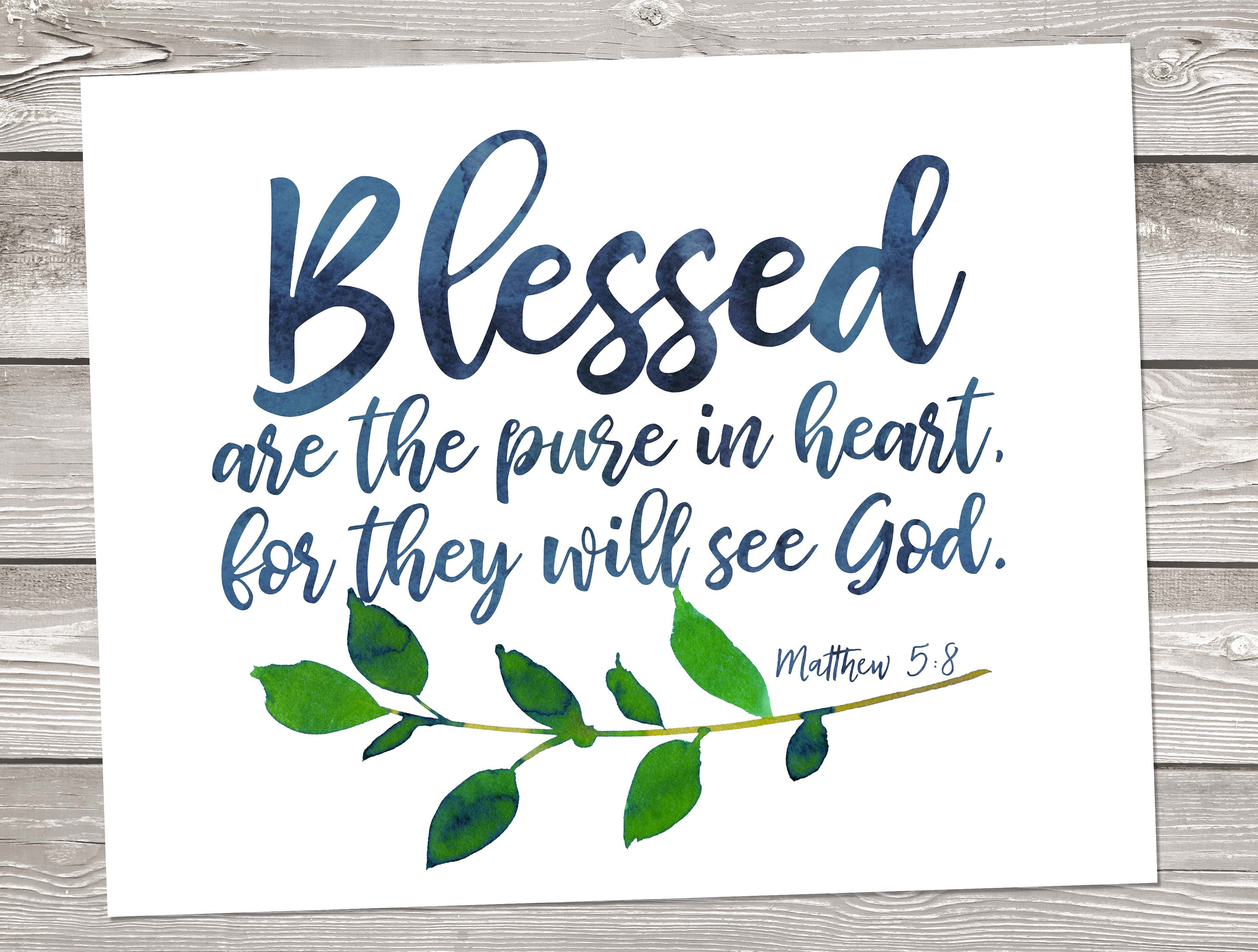 Printable Scripture Art Blessed Are the Pure in Heart | Etsy