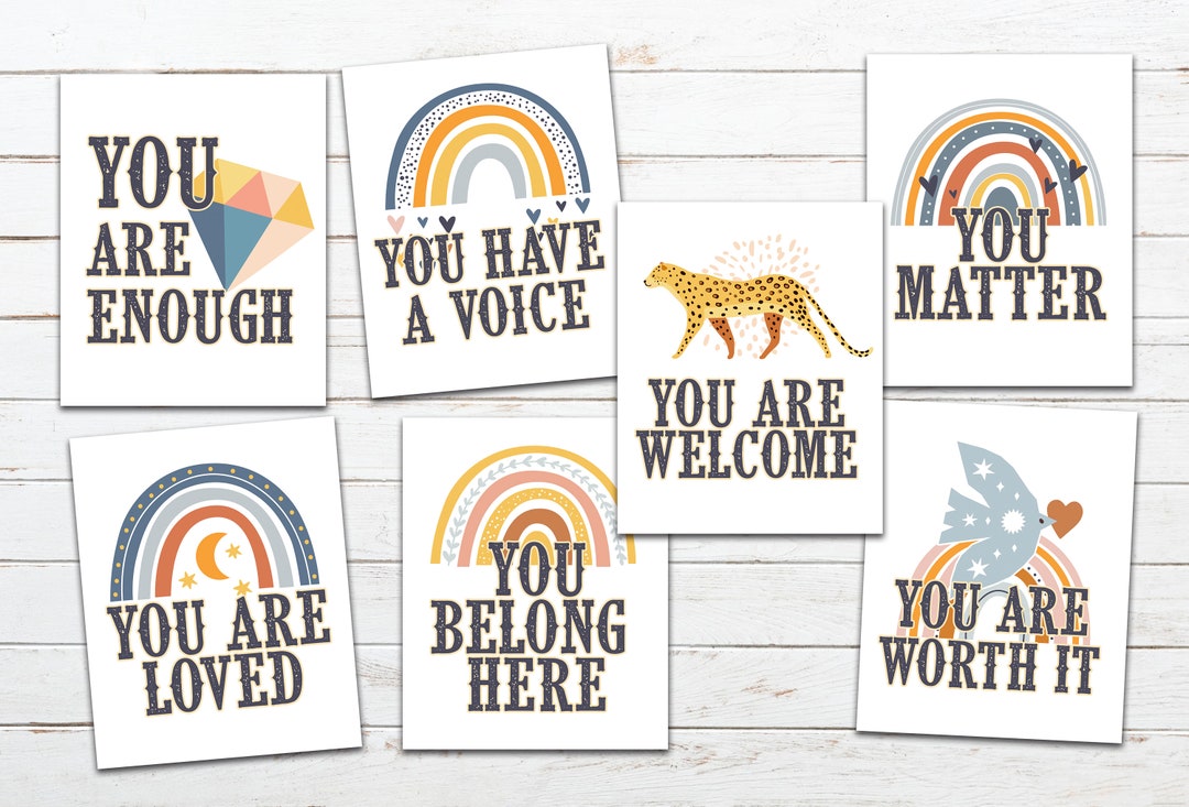Set of 7 Printable Classroom Posters, Neutral Colors, Inspiring Quotes ...