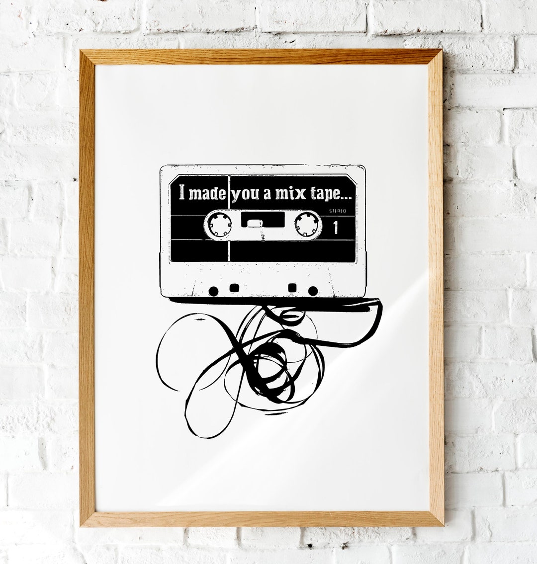I Made You a Mix Tape Printable Art 1980's Cassette Printable Wall Art ...