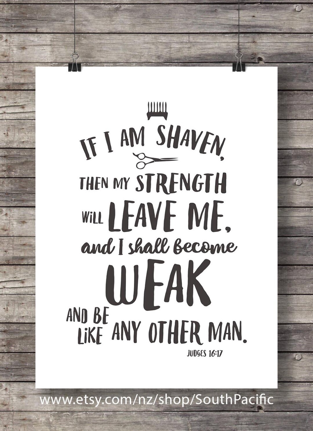 Samson Beard Scripture Judges 16v17 Printable Scripture Wall Art ...