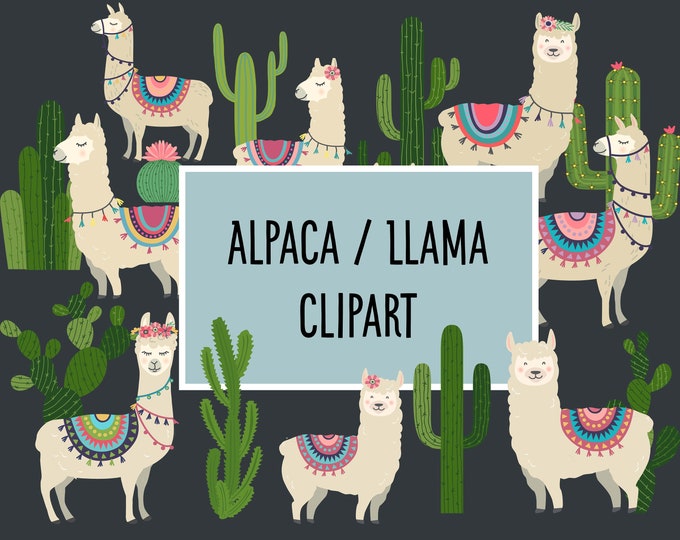 Llama Clipart, Cactus Clip Art, Alpaca Clipart, Animals Draw, Vector ...