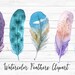 Watercolor Feathers Clip Art Hand Painted Feathers Instant - Etsy
