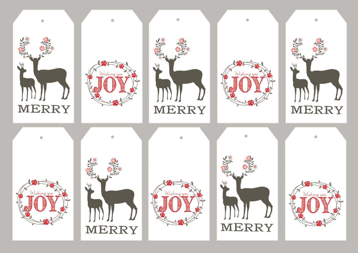 Christmas Gift Tags Printable Digital Download Deer Stag - Etsy