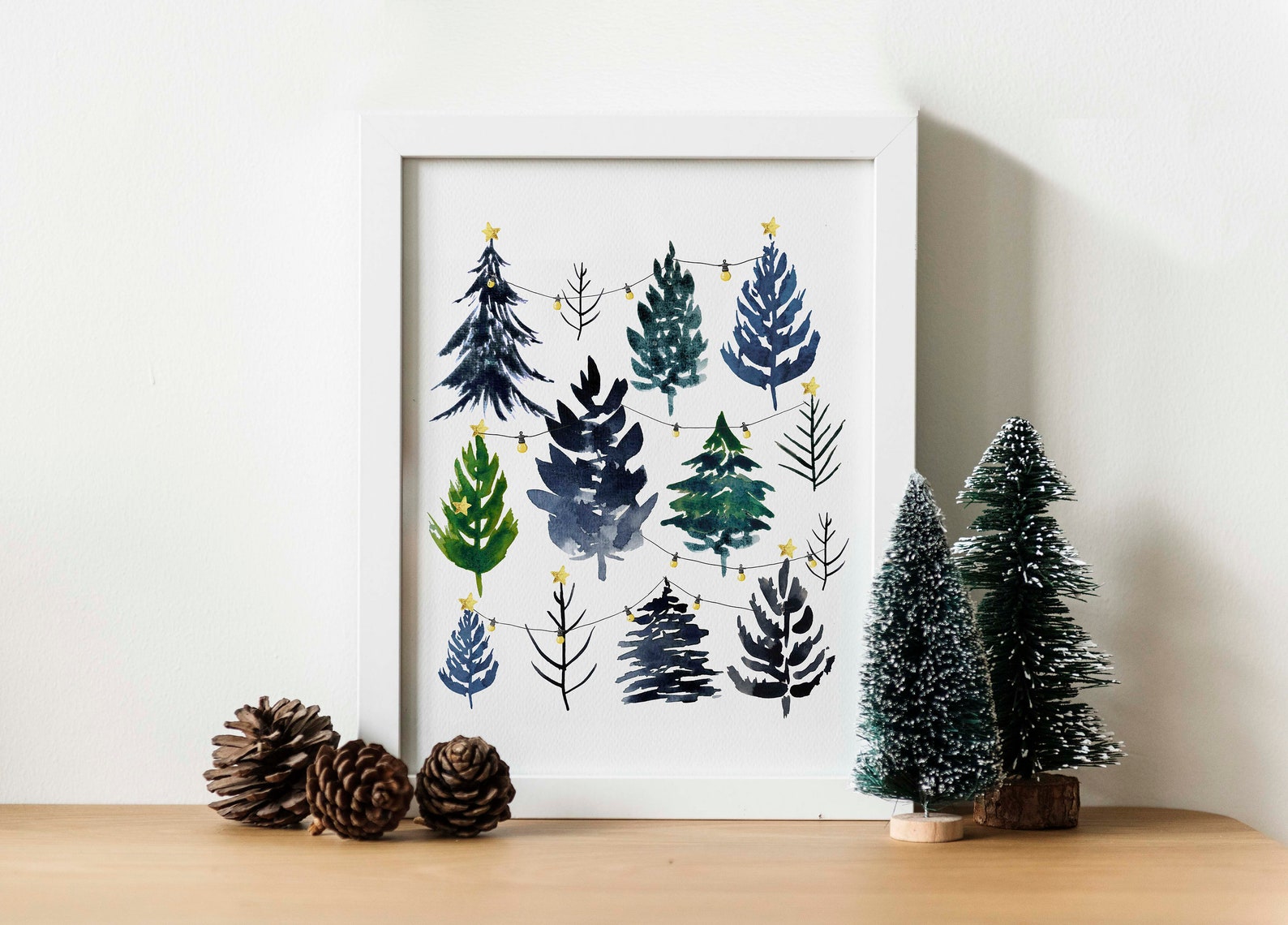 Christmas Printable Wall Art, Watercolor Holiday Christmas Trees Print ...