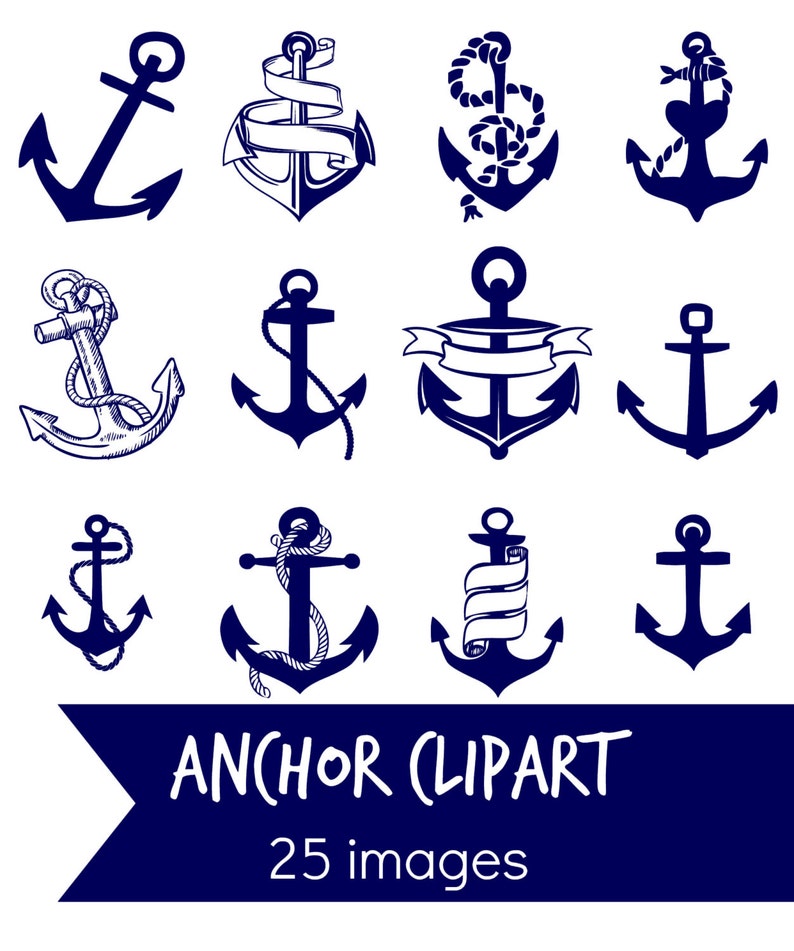 ANCHOR Clip Art Navy Blue Anchor Digital Clip Art Nautical - Etsy
