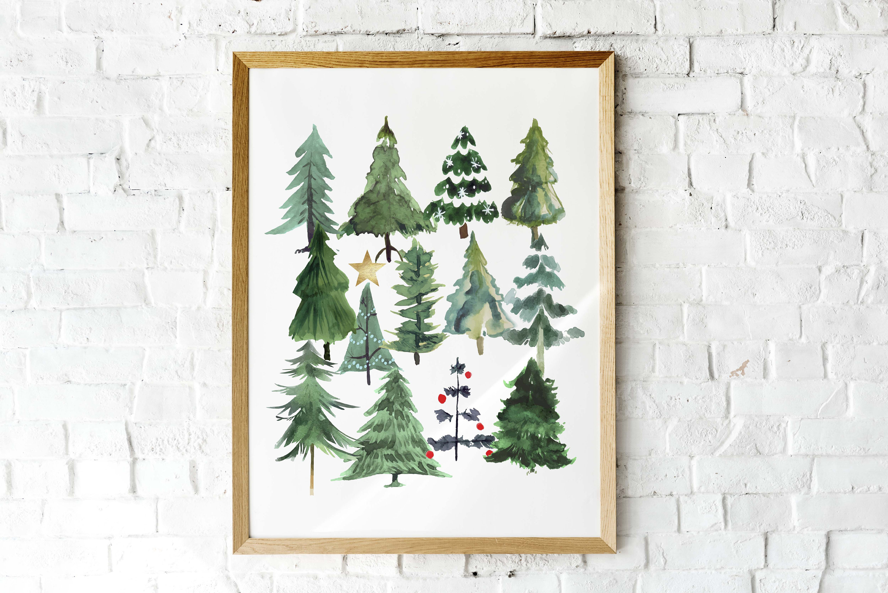 Christmas Printable Wall Art Watercolor Holiday Christmas | Etsy