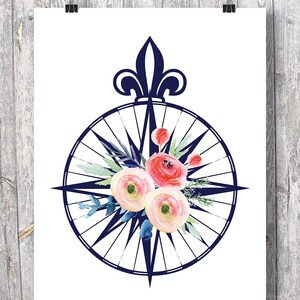 Compass Rose Printable Art Compass Wall Art Wall Art Geography - Etsy