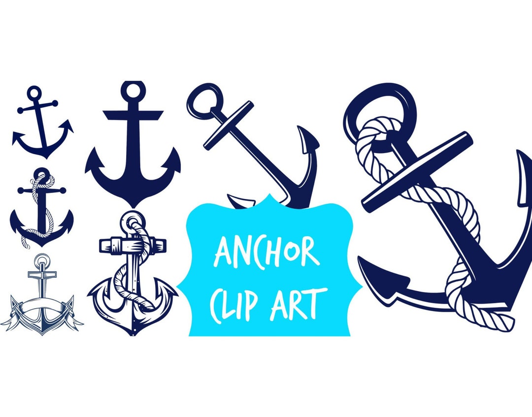 ANCHOR Clip Art Navy Blue Anchor Digital Clip Art Nautical Coastal Blue ...