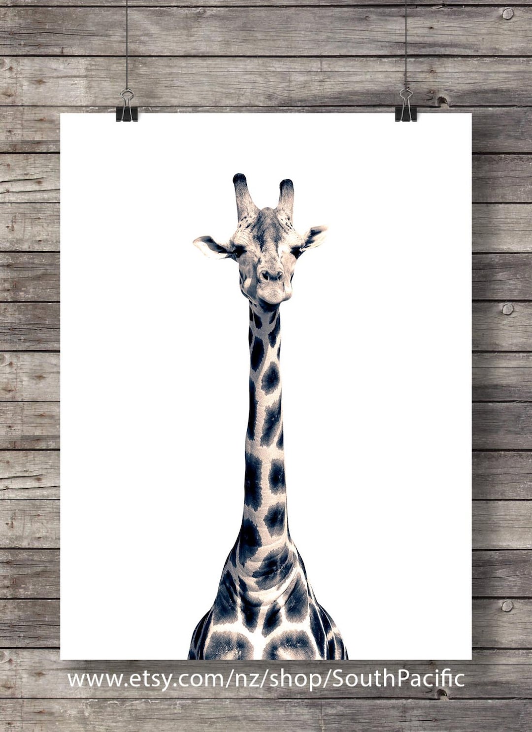 Giraffe Art Print Printable Art Cute Giraffe Face Sepia Giraffe Photo ...