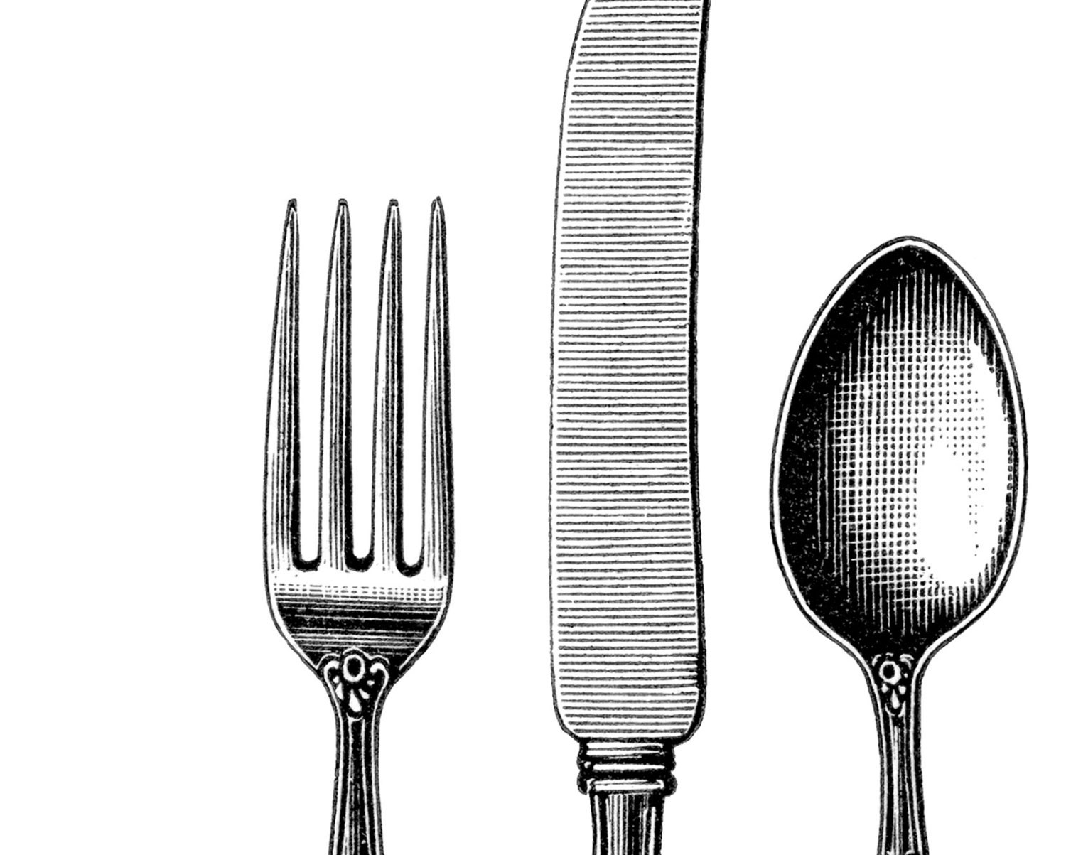 Silverware Vintage Art Print. Printable Art Vintage Kitchen. - Etsy