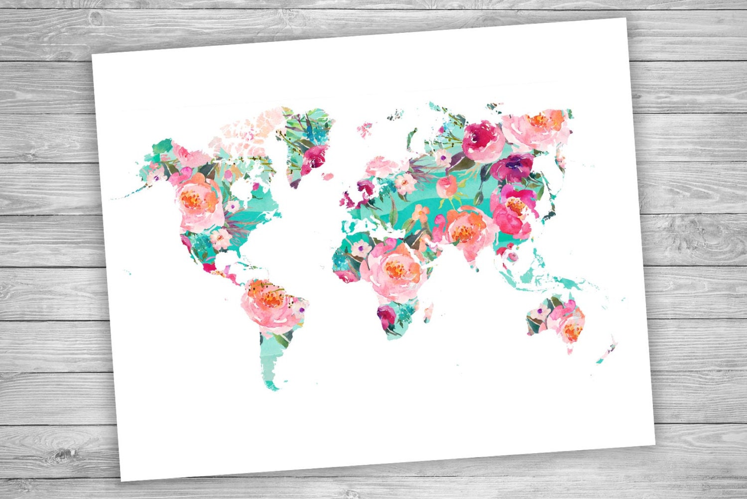 Watercolor World Map Printable Art Wanderlust Décor World - Etsy