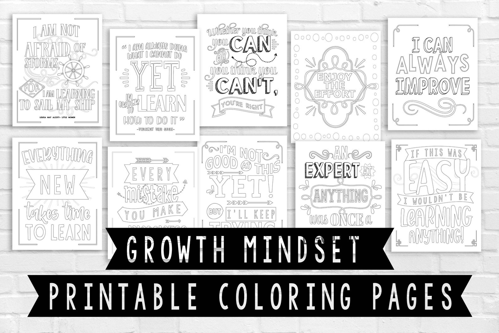 Set of 10 Growth mindset coloring pages PRINTABLE mindset | Etsy