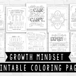 Set of 10 Growth Mindset Coloring Pages, PRINTABLE Mindset Resources ...