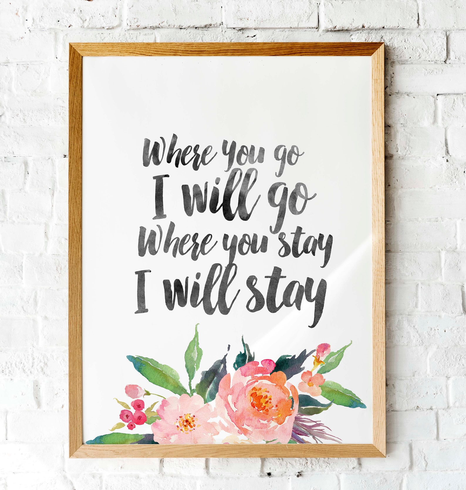 Bible verse Printable art Where you go I will go where you | Etsy