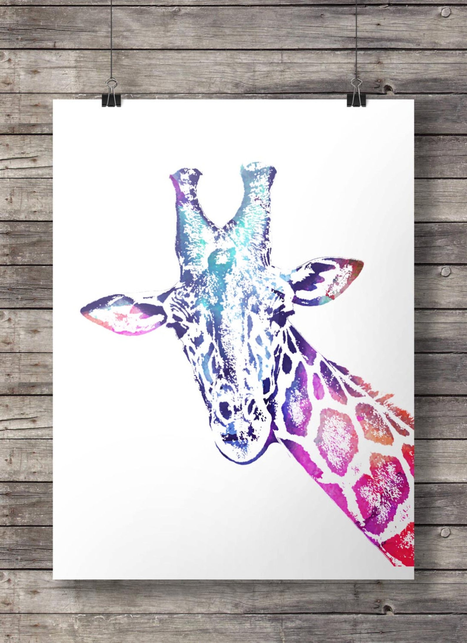 Watercolor Rainbow Animals | Set of 3 | Zebra Giraffe Elephant - Etsy