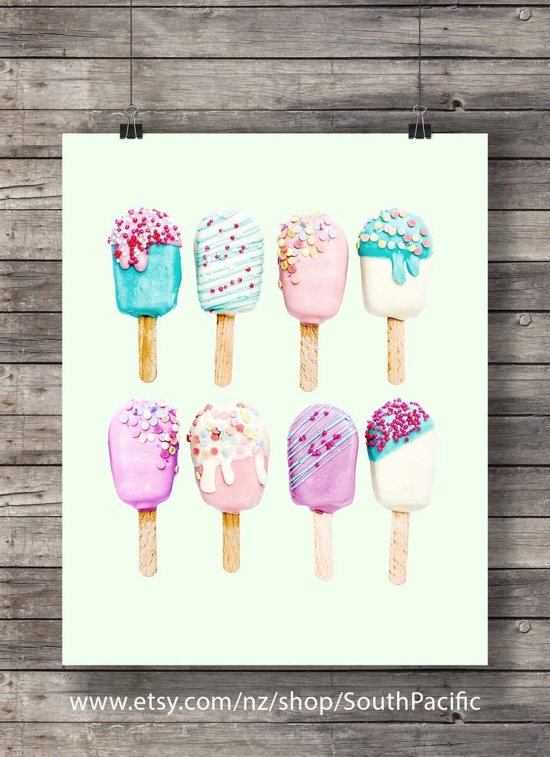 Watercolor Popsicle art print Ice cream Printable art | Etsy