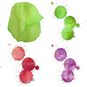 Digital Clip Art Watercolor Splotches Drips Rainbow Multi Color High ...