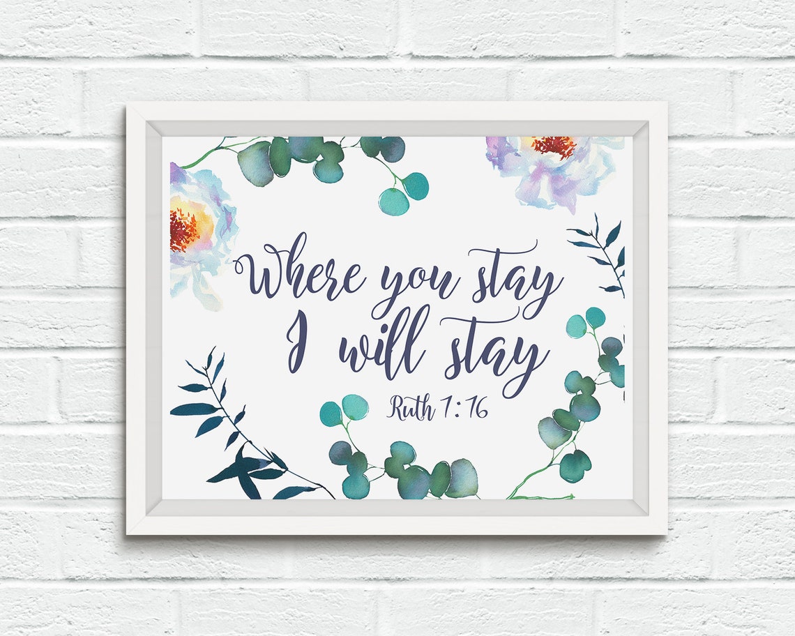 Bible Verse Printable Art Where You Go I Will Go Where You | Etsy
