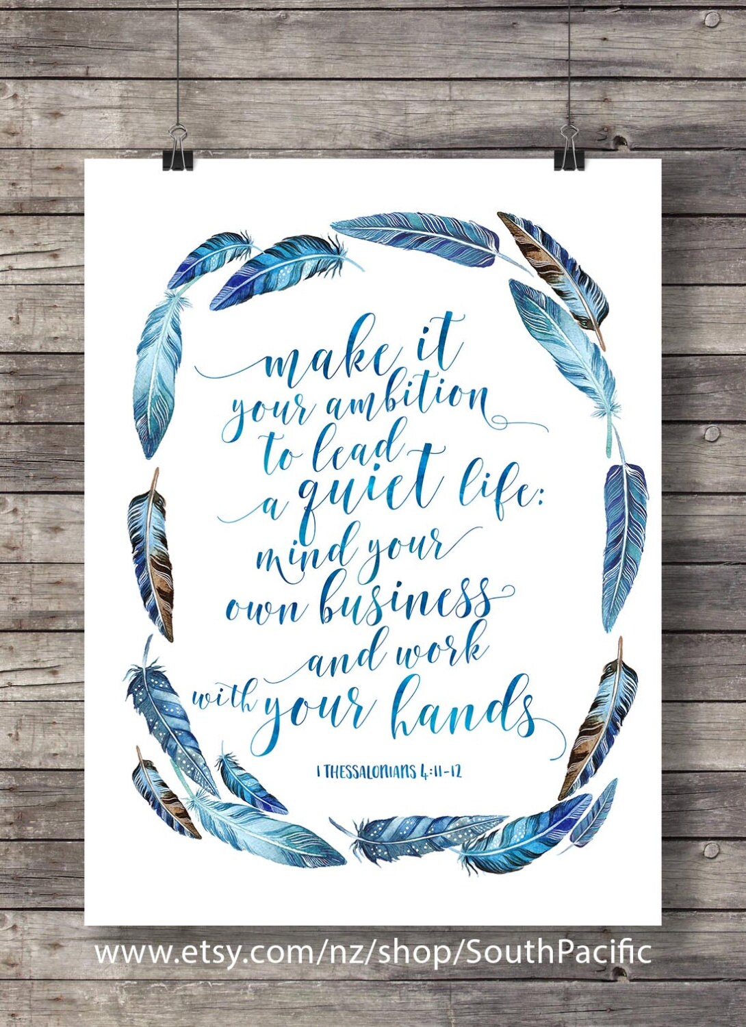 1 Thessalonians 4v11-12 Lead a quiet life mind your own | Etsy