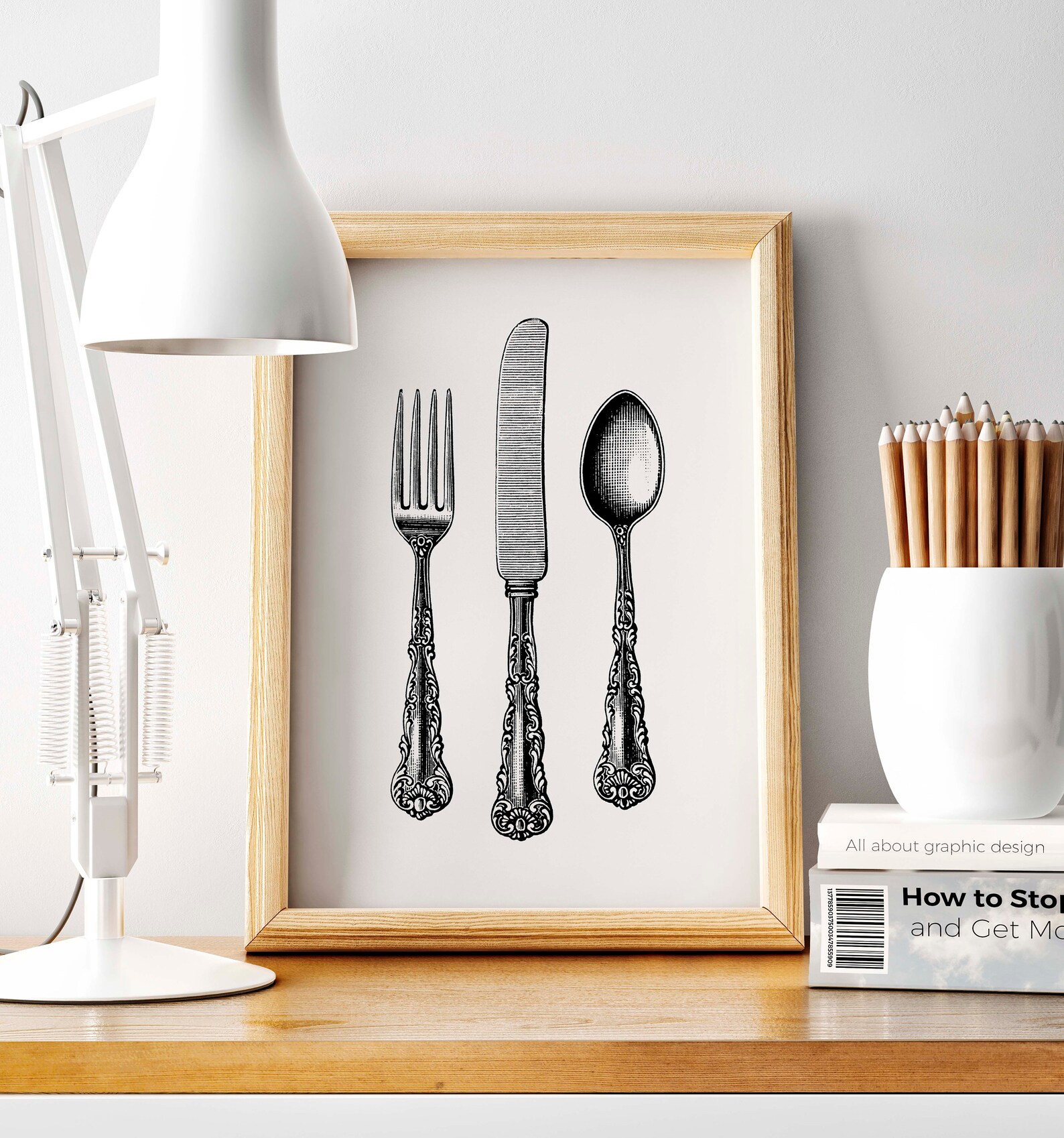 Silverware Vintage Art Print. Printable Art Vintage Kitchen. | Etsy