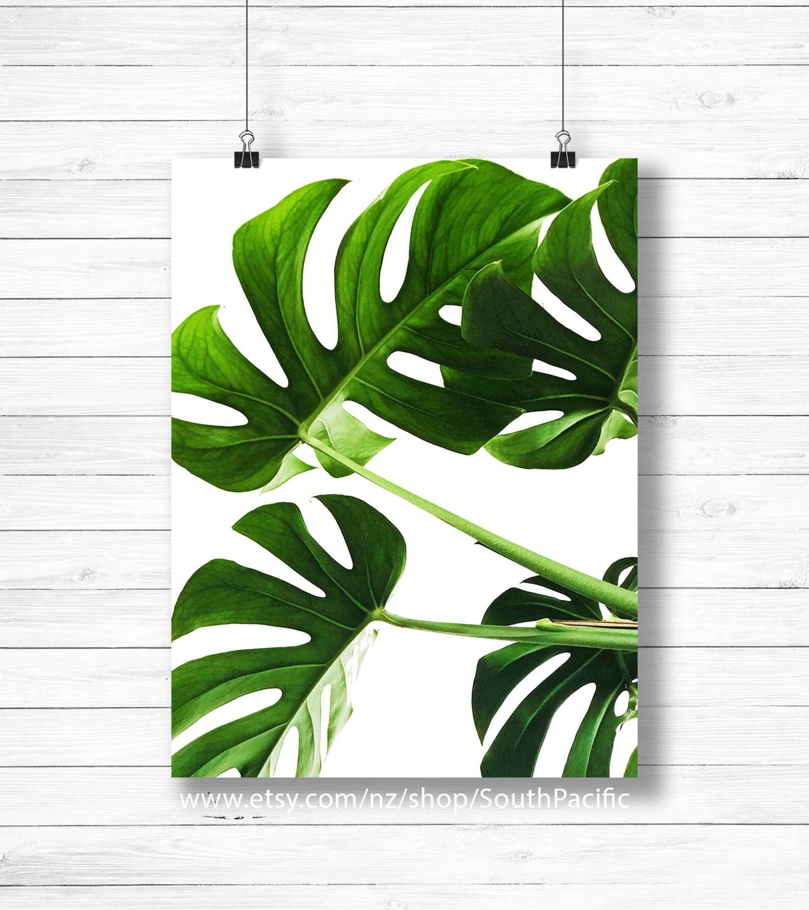 Big Green Leaf Prints Printable Art Set of Three Green | Etsy