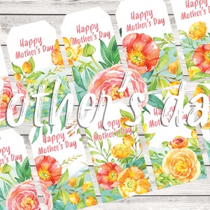 Printable Gift Tags Mother's Day / Birthday Botanical Floral Roses ...