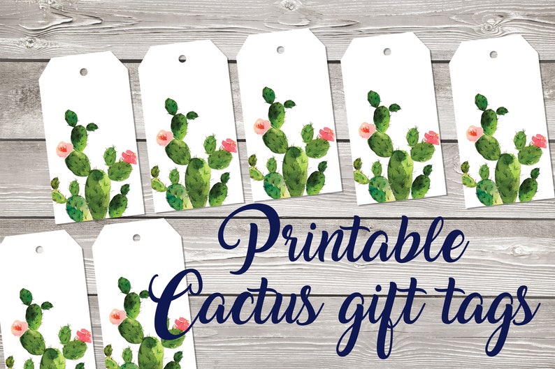 Cactus Gift Tags Watercolor Cactus Printable Cacti Botanical Gift Tags ...