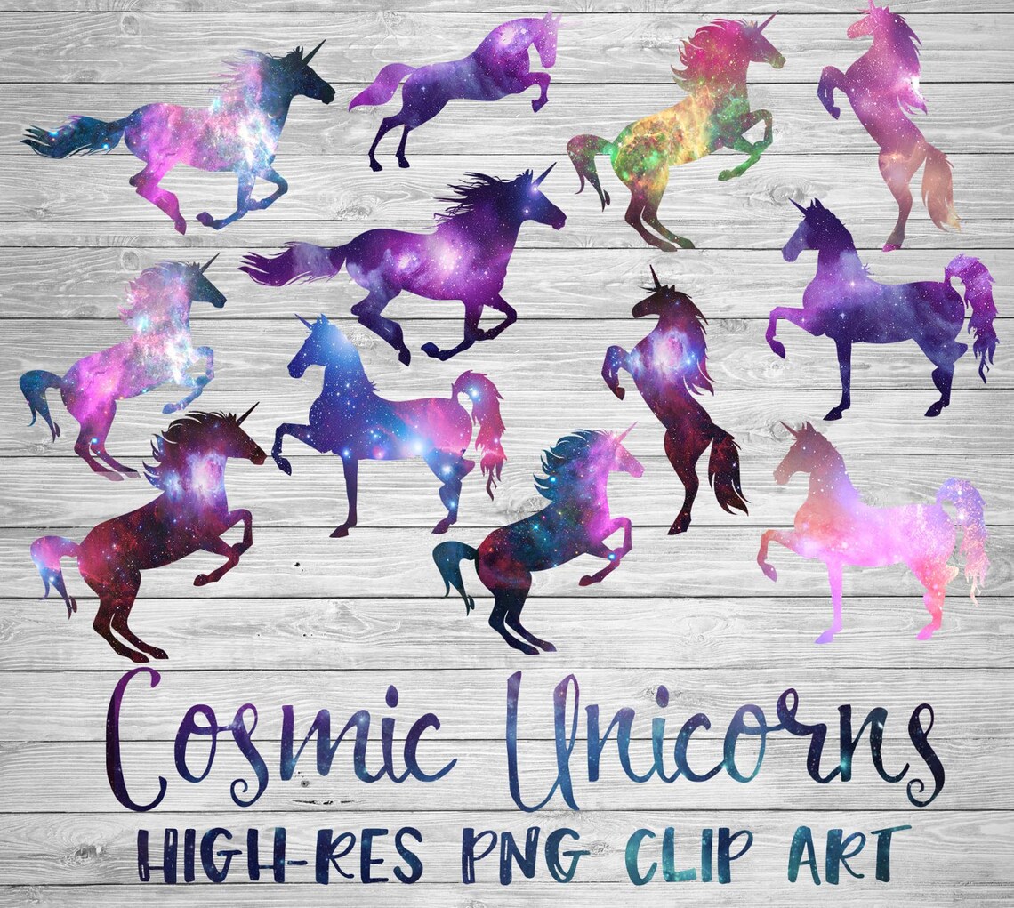 Unicorn Clip Art Cosmic Galaxy Unicorns Instant Download | Etsy