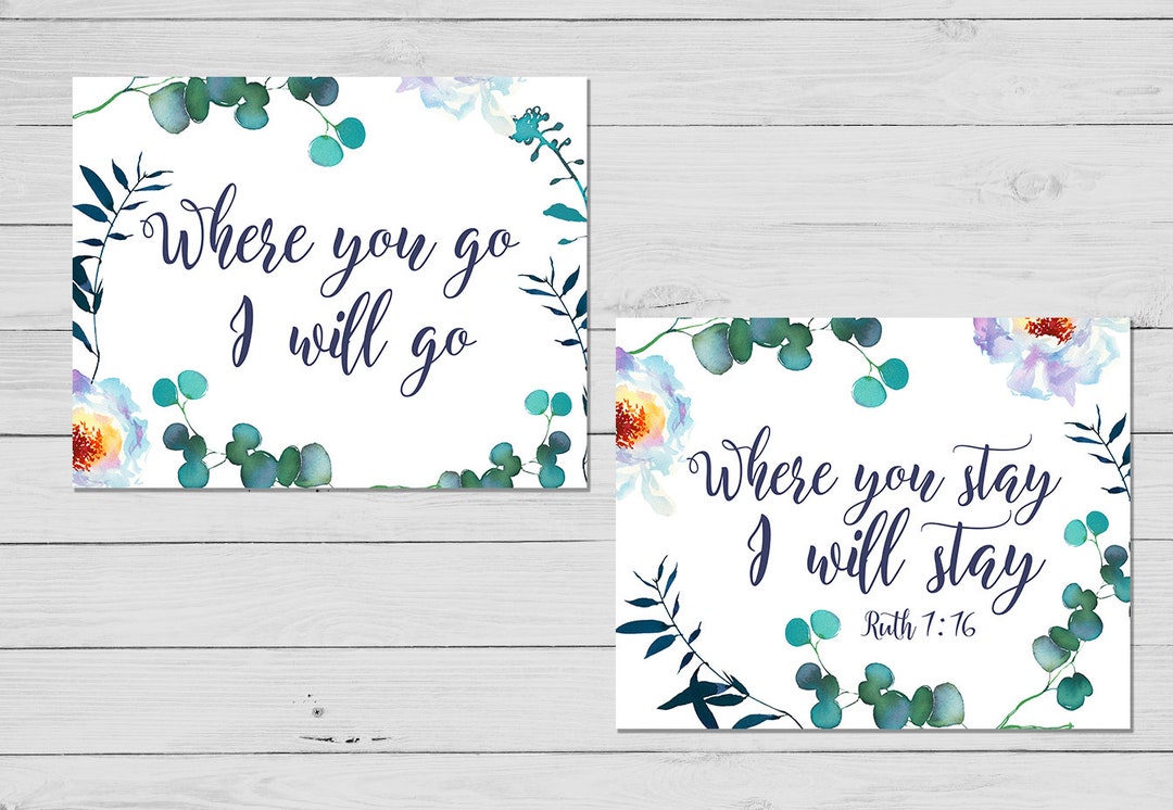 Bible Verse Printable Art Where You Go I Will Go Where You - Etsy