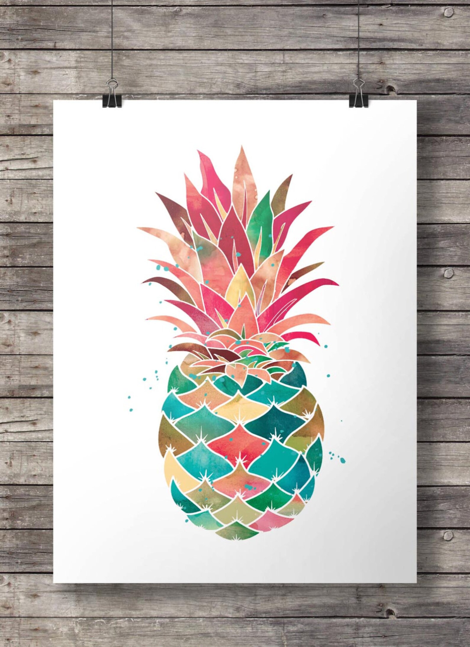 Watercolor Pineapple Pineapple Printable Art Tropical - Etsy
