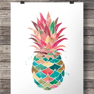 Watercolor Pineapple | Pineapple Printable Art | Tropical Decor ...
