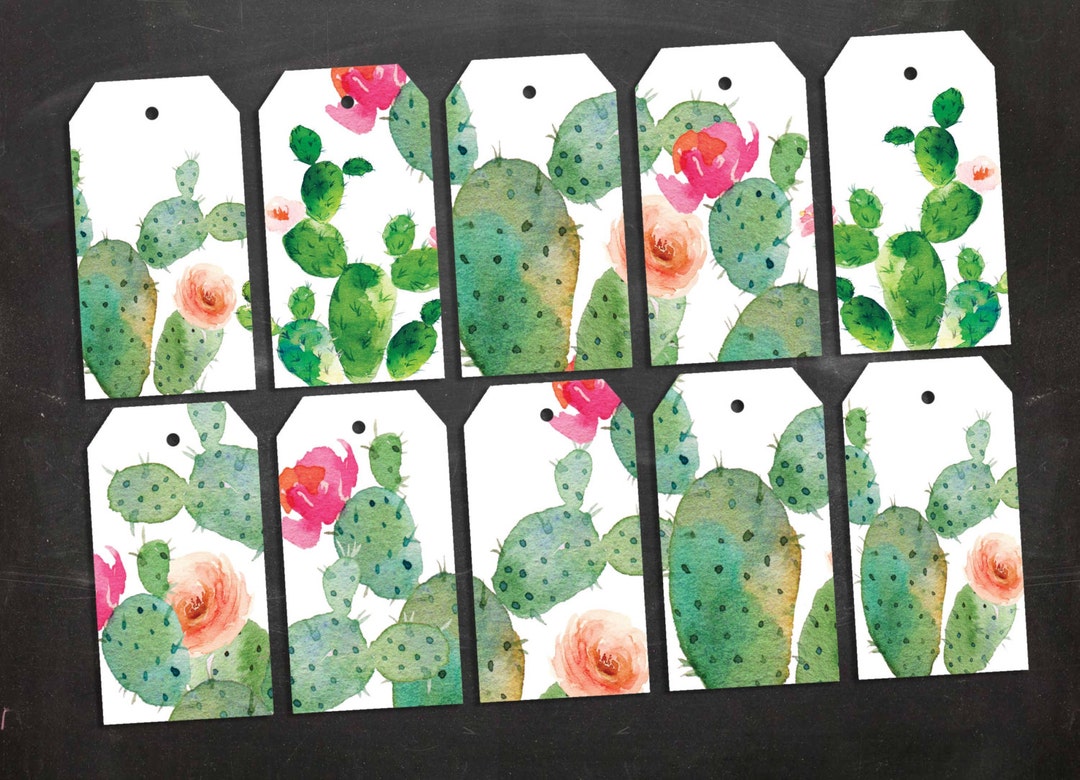 Botanical Gift Tags Birthday Gift Tags Printable Botanical Cards Cacti ...