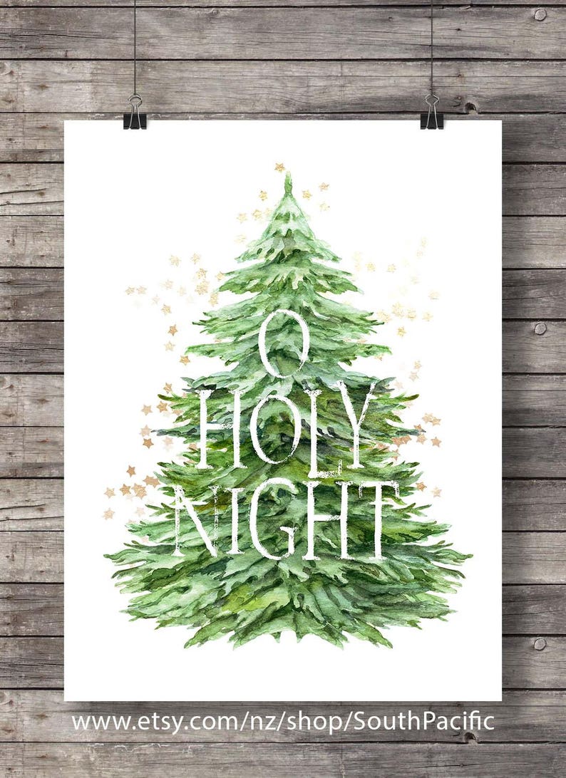 Christmas Tree Printable O Holy Night Carol Lyrics - Etsy