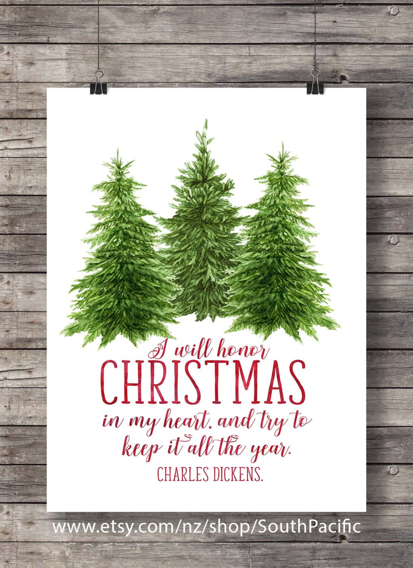 Printable Christmas Card Charles Dickens Quote I Will Honor | Etsy