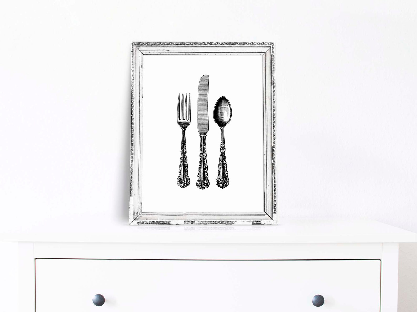 Silverware Vintage art print. Printable art Vintage Kitchen. | Etsy