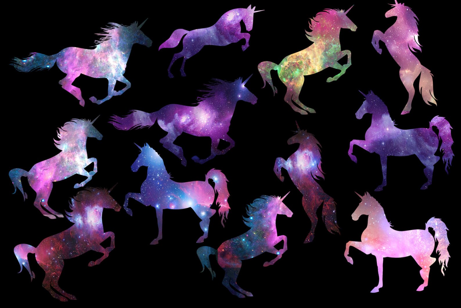 Unicorn Clip Art Cosmic Galaxy Unicorns Instant Download | Etsy