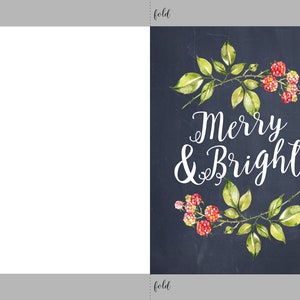 Merry and Bright Christmas Printable Card - Instant Download - 5x7 ...