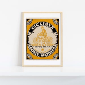 Vintage Cyclista Matches Poster Mid Century Modern Graphic Art Vintage ...