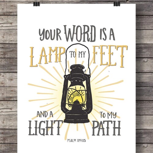 Bible Verse Your Word is a Light to My Path Psalm 119v105 Hand - Etsy